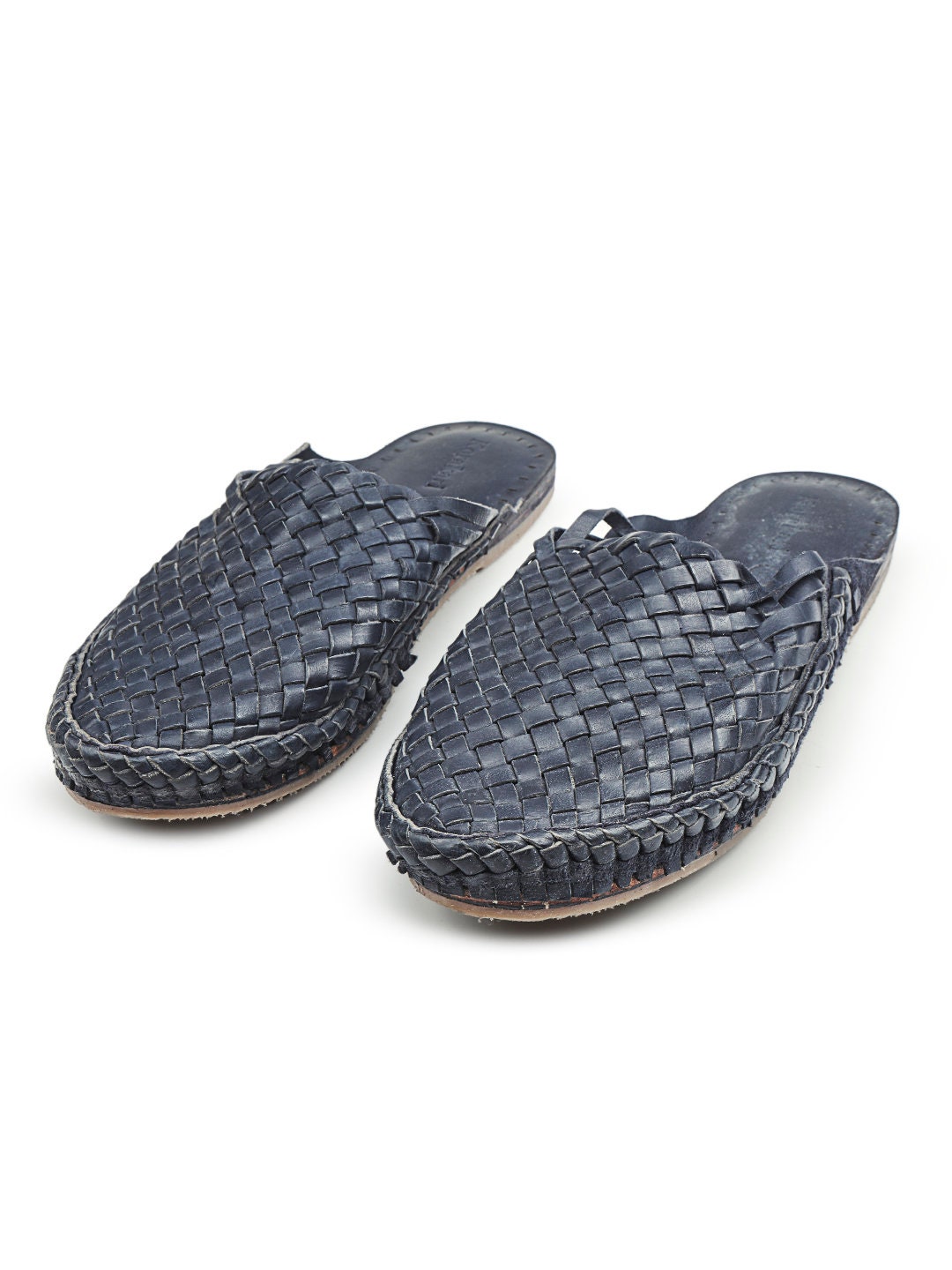 Men's Woven Mule Sandals | Handmade Kolhapuri Blue Shoe | Unique ...