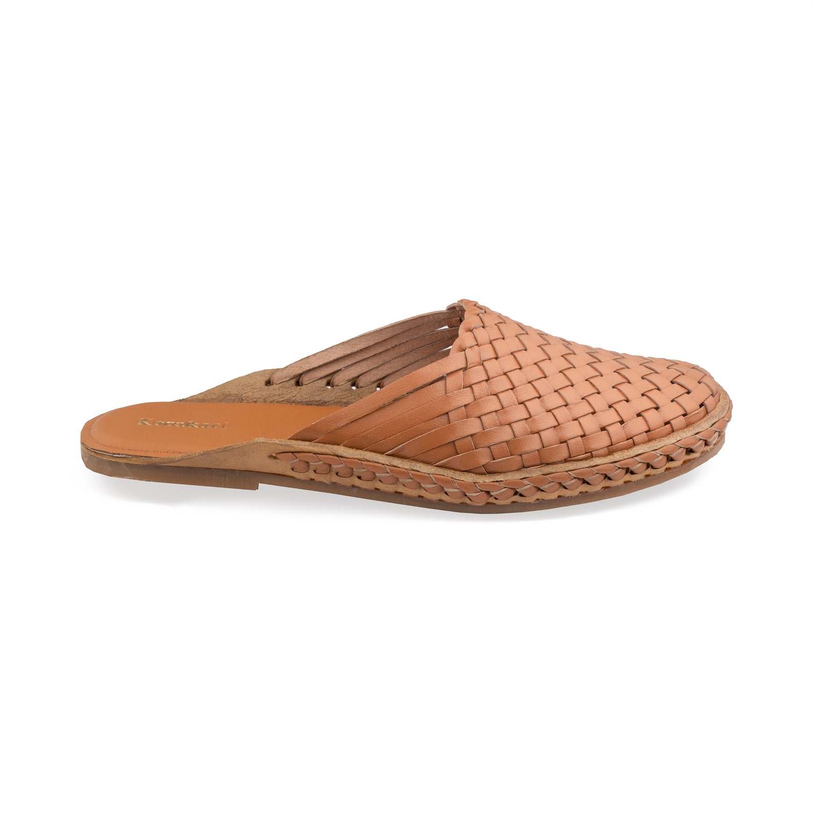 Mens Woven Leather Mule Slides - Traditional Indian Kolhapuri Leather ...