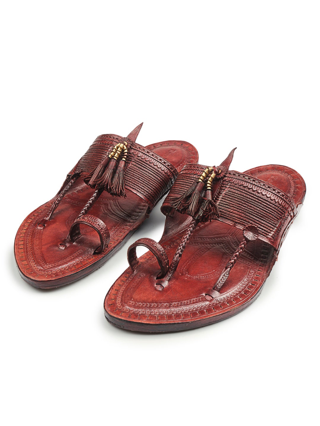 Classic Burgandy - Men's Burgandy Kolhapuri Chappal With Fine Leather ...