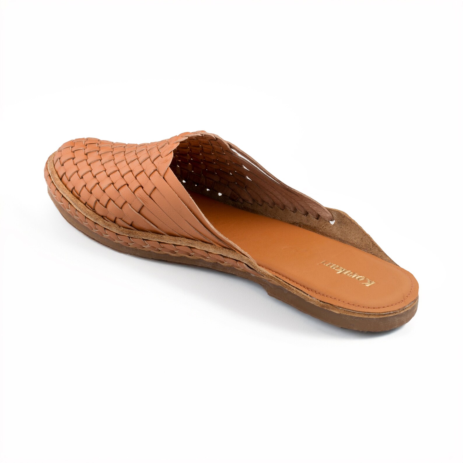 Mens Woven Leather Mule Slides - Traditional Indian Kolhapuri Leather ...