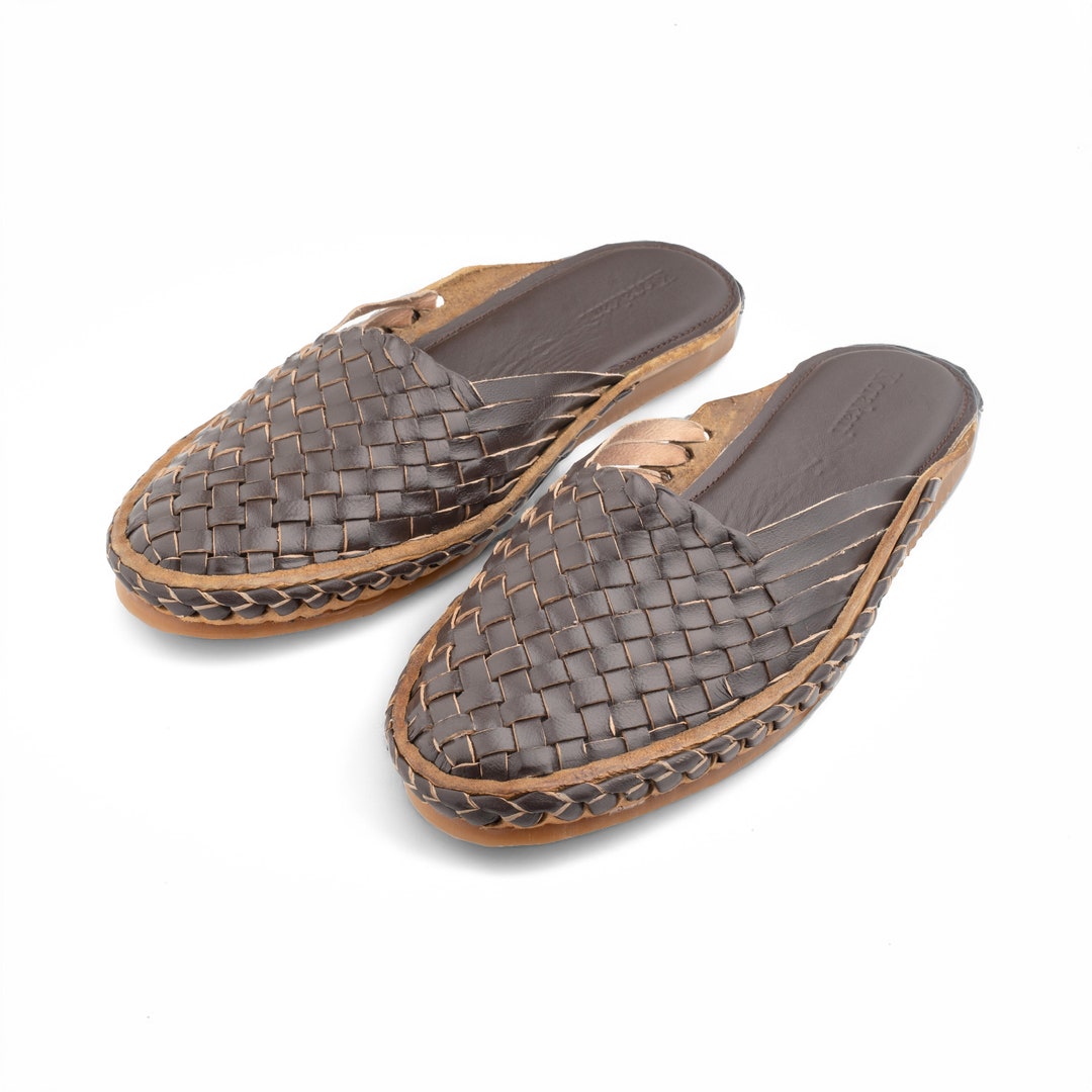 Brandy Mens Woven Leather Kolhapuri Sandals - Indian Heritage ...