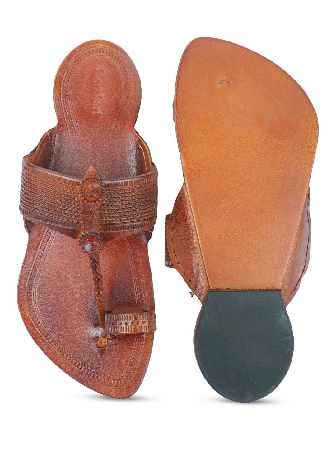 Vintage Tan Men Kolhapuri Chappal With Anti-slip Aersole at - Etsy