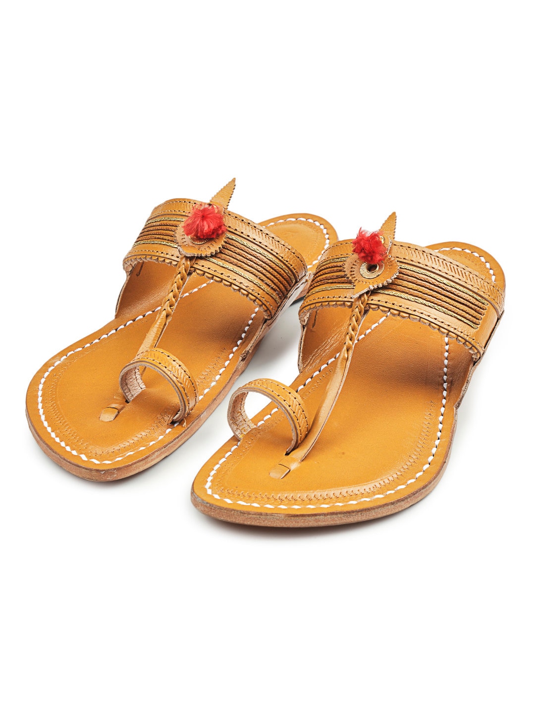 Jari Braids - Mens Steady Wear Yellow Kolhapuri Chappal With Fine ...