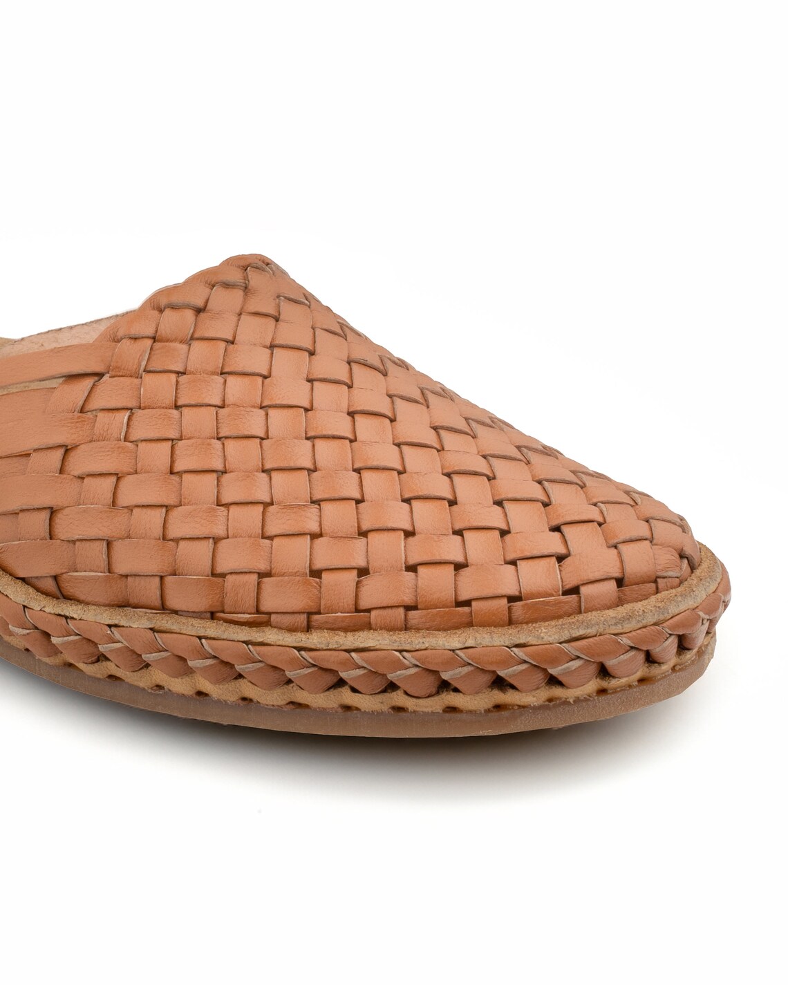 Mens Woven Leather Mule Slides - Traditional Indian Kolhapuri Leather ...