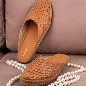 Mens Woven Leather Mule Slides - Traditional Indian Kolhapuri Leather ...