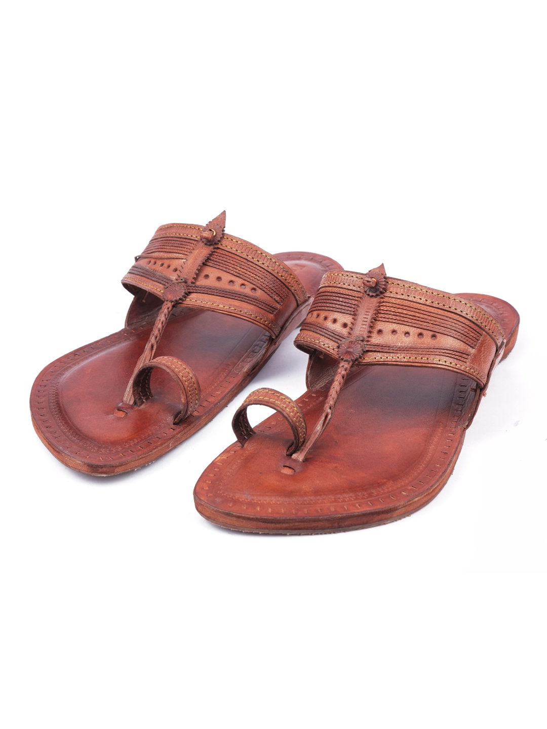 Men Kolhapuri Sandals, Vintage Original Tan Chappal Kapshi Shape ...