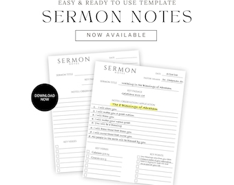 Printable Sermon Notes Church Notes Sermon Note PDF Sermon Note ...