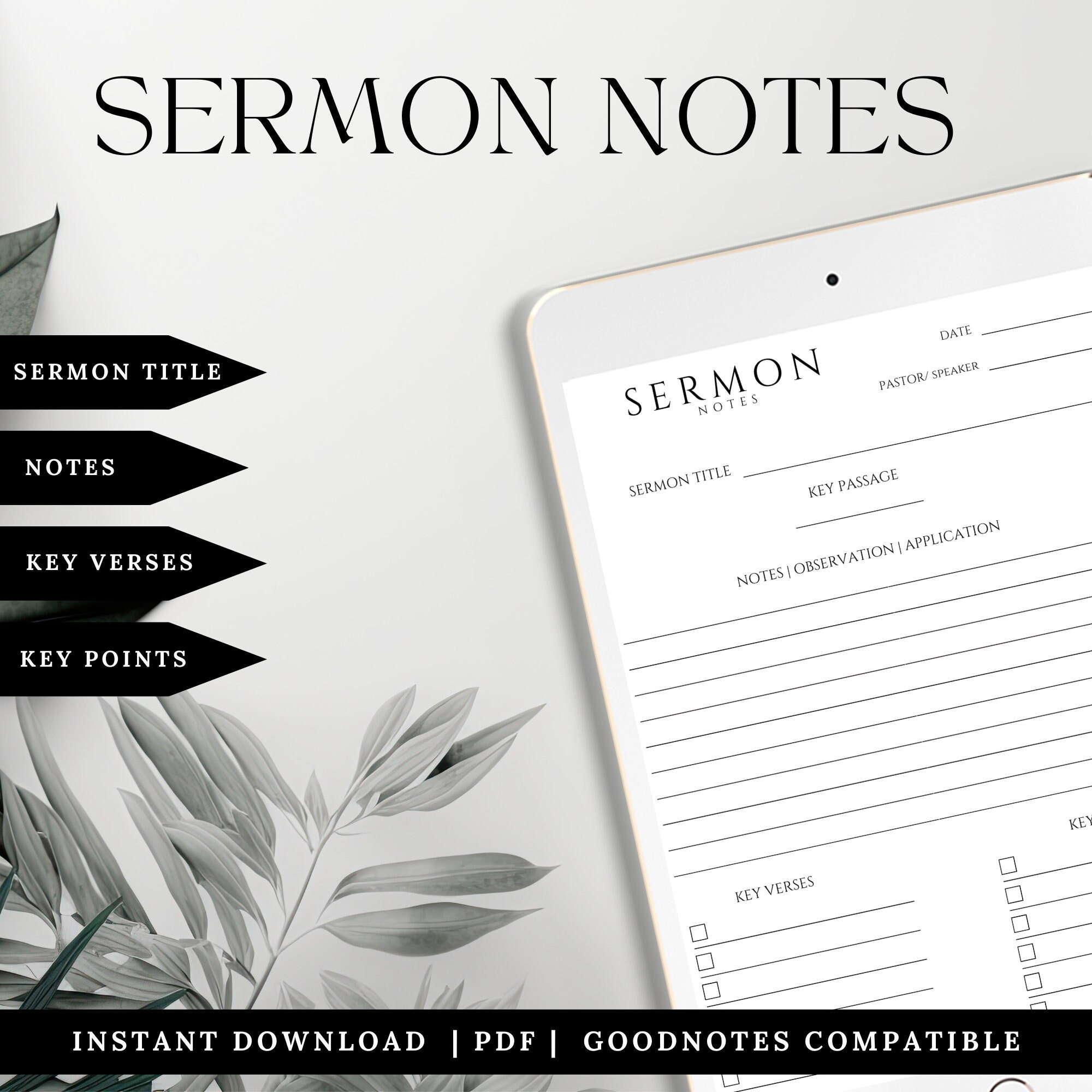Sermon Notes Printable Template - Etsy