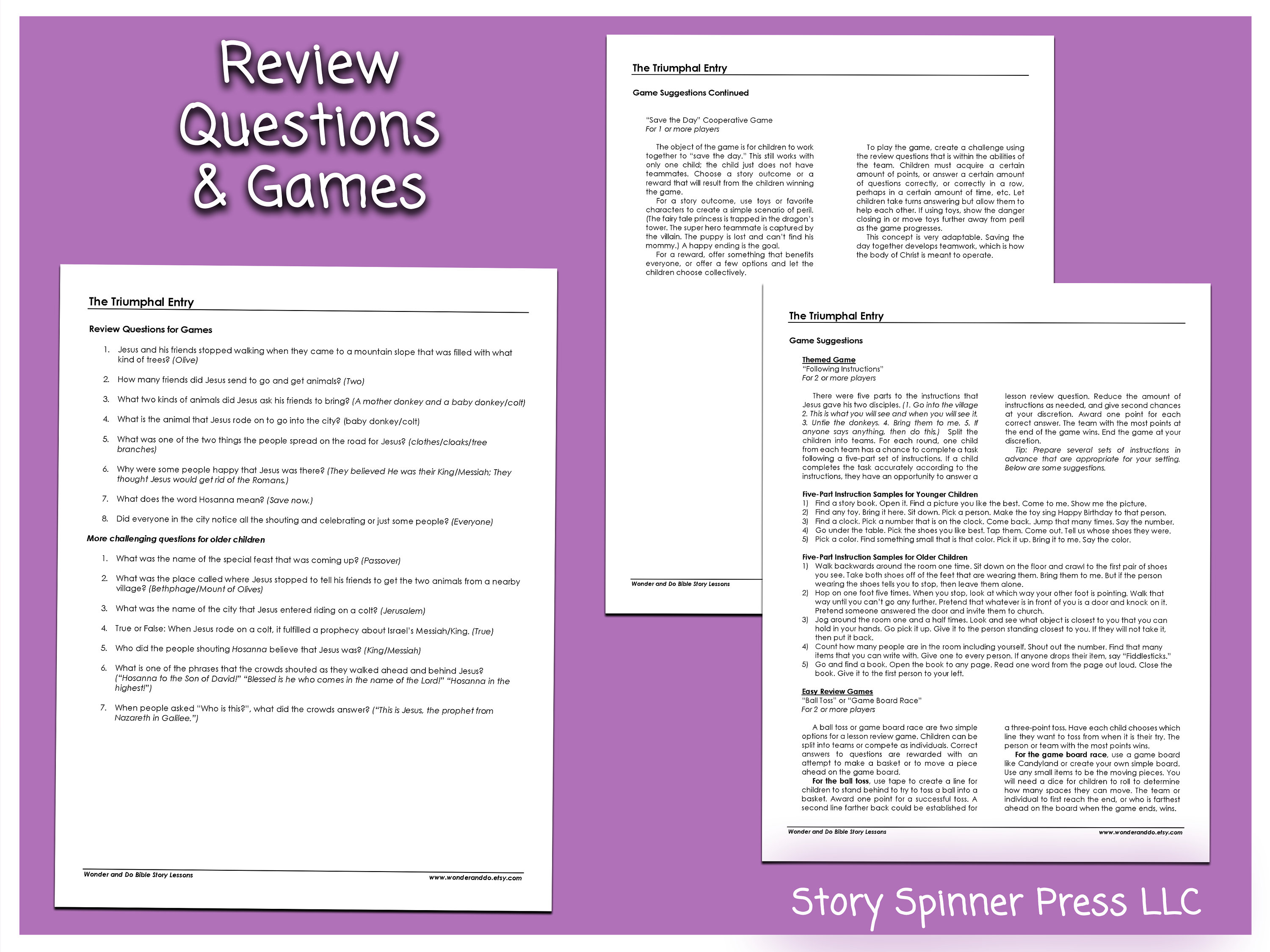 Palm Sunday Triumphal Entry | Bible Lesson and Activities for Kids | 4 ...