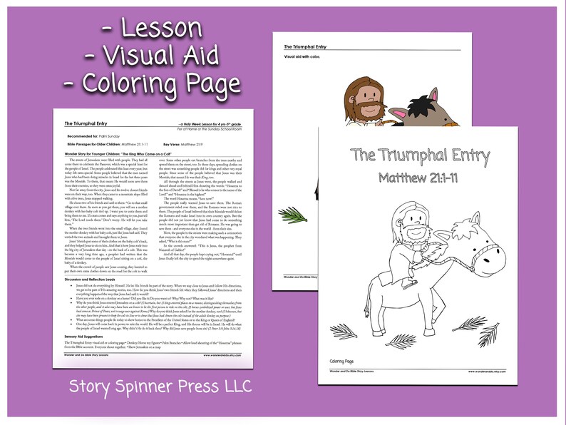 Palm Sunday Triumphal Entry | Bible Lesson and Activities for Kids | 4 ...