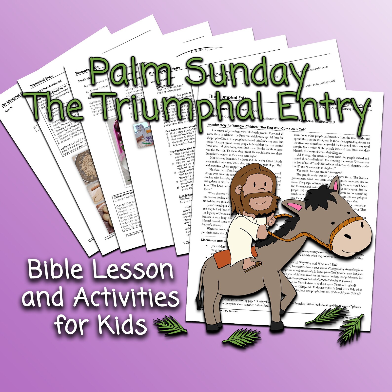 Palm Sunday Triumphal Entry | Bible Lesson and Activities for Kids | 4 ...