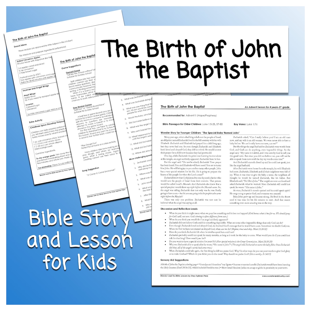 Birth of John the Baptist | Bible Story With Lesson Activities for Kids ...