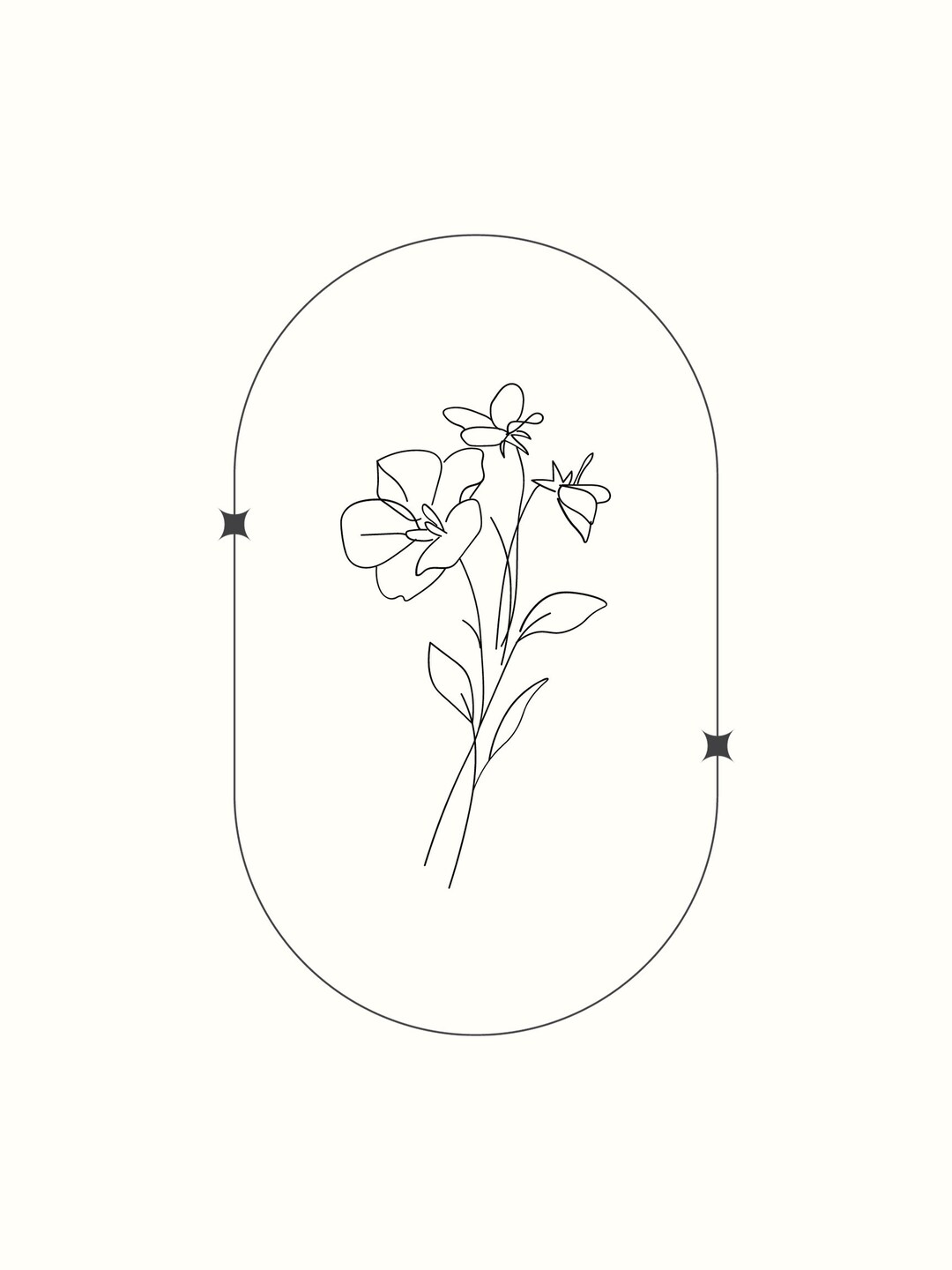Printable Art- Fine Line Flower - Etsy