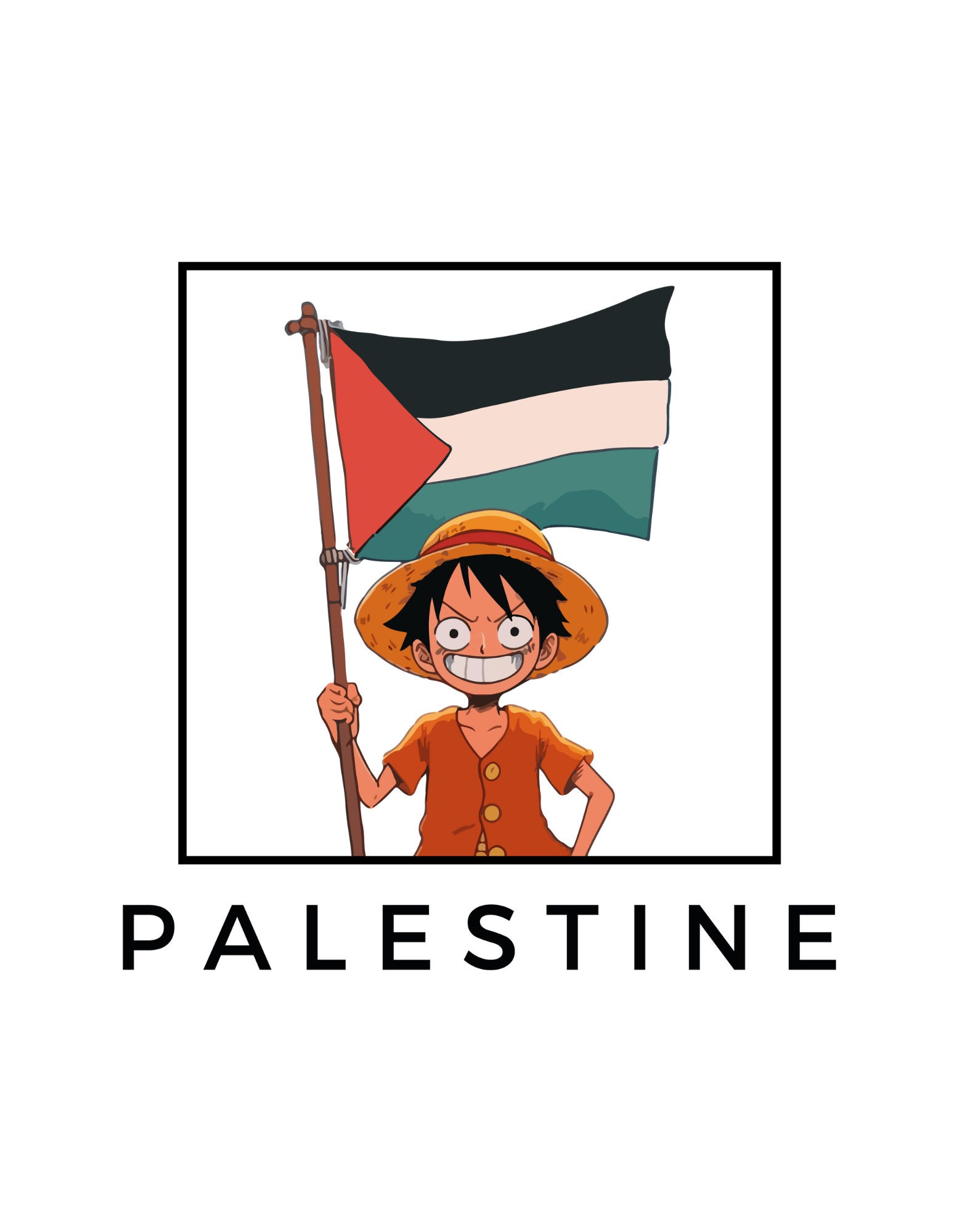 Palestine Luffy, One Picec, Vector Graphic Design Instant Digital ...