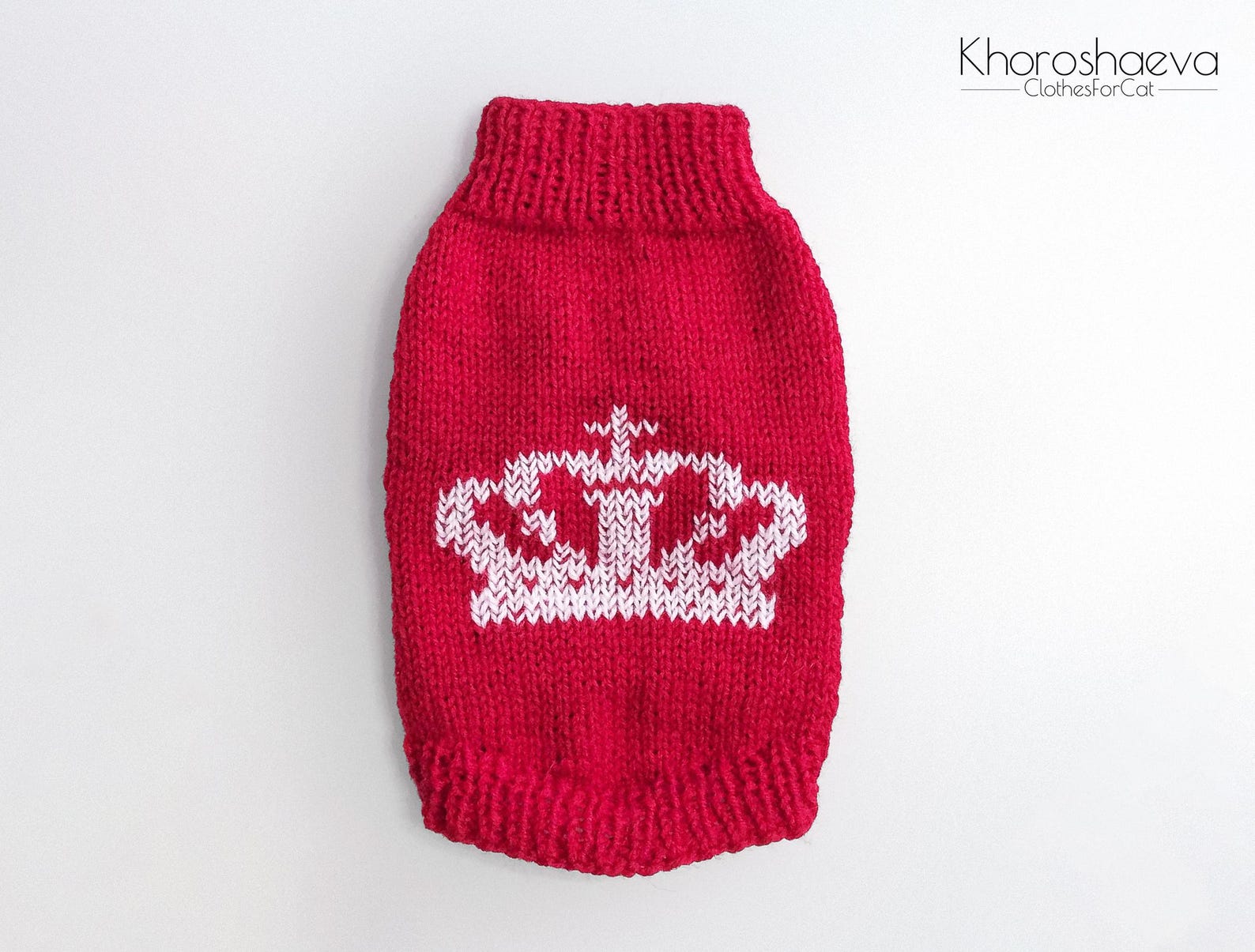 Kitten Sweater Princess With Crown Size XS Knittig Pattern PDF by Irina ...
