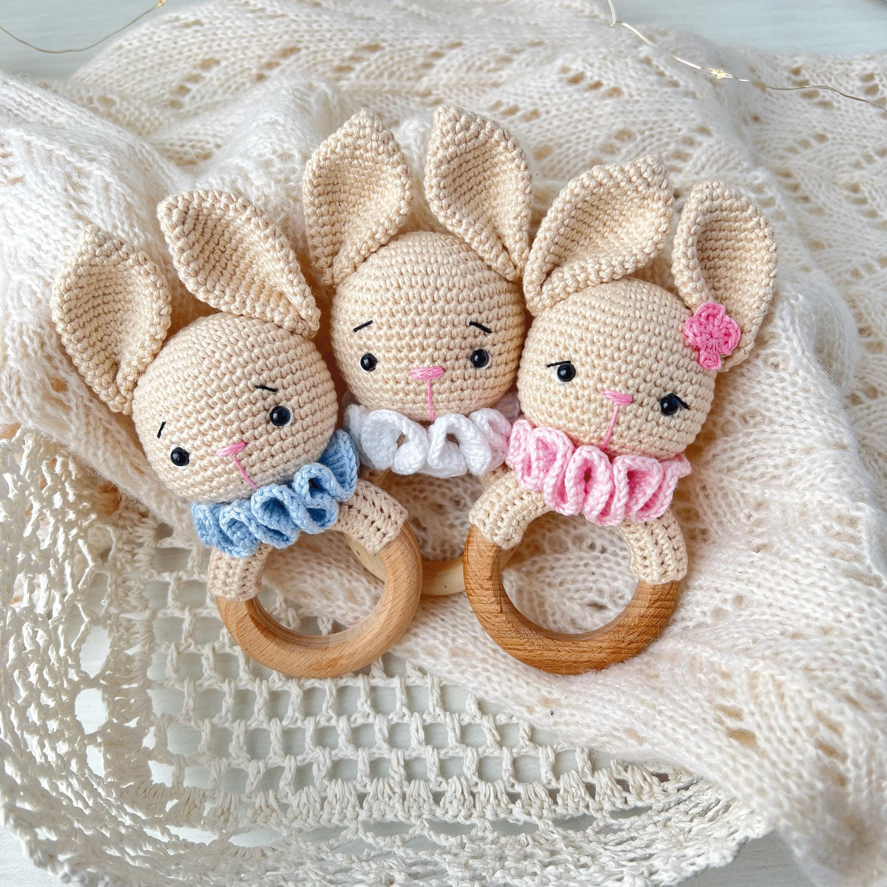 Bunny Crochet Rattle Baby Toy Pattern PDF SET 2 in 1, Amigurumi Bunny ...