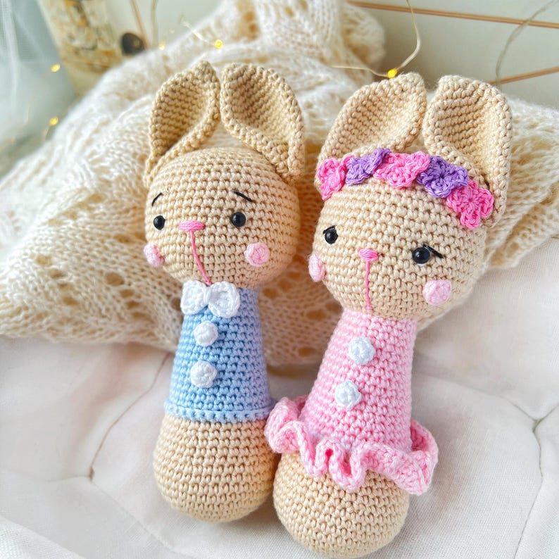 Bunny Crochet Rattle Baby Toy Pattern PDF, Amigurumi Bunny Toy, Bunny ...