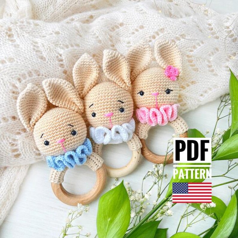 Bunny Crochet Rattle Baby Toy Pattern PDF, Amigurumi Bunny Toy - Etsy