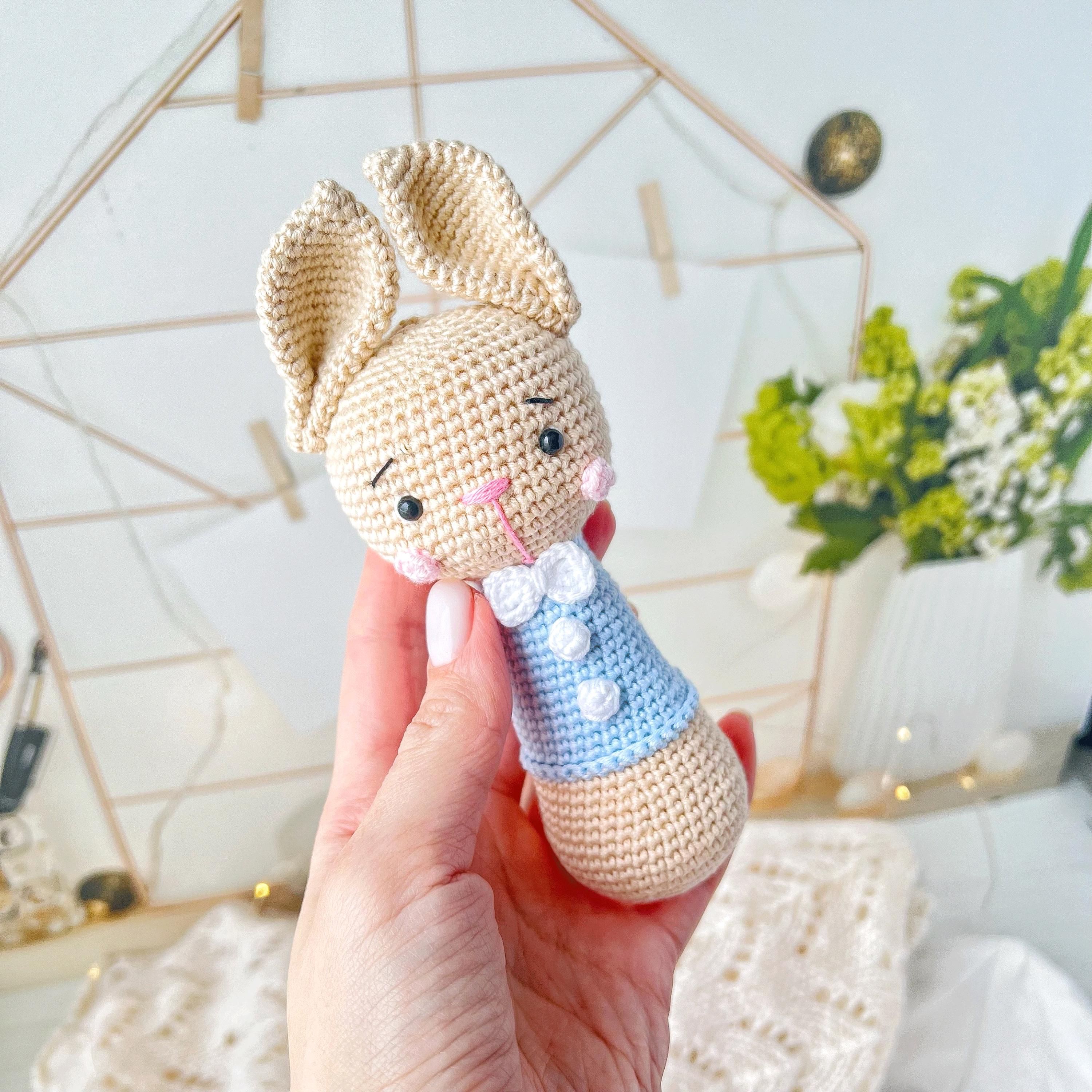 Bunny Crochet Rattle Baby Toy Pattern PDF, Amigurumi Bunny Toy, Bunny ...