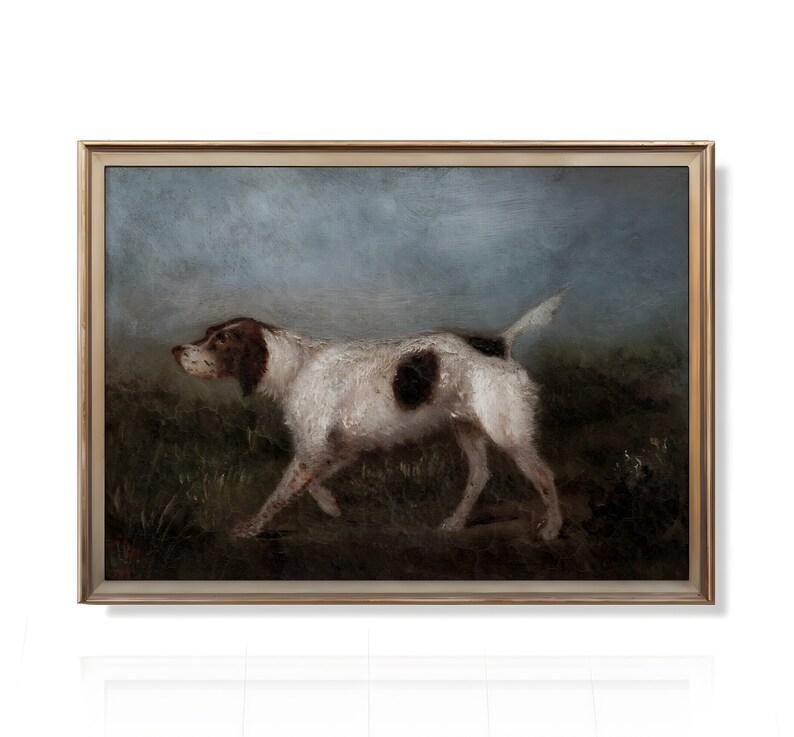 Vintage Hunting Dog Oil Painting Art Print Cabin Den Decor - Etsy