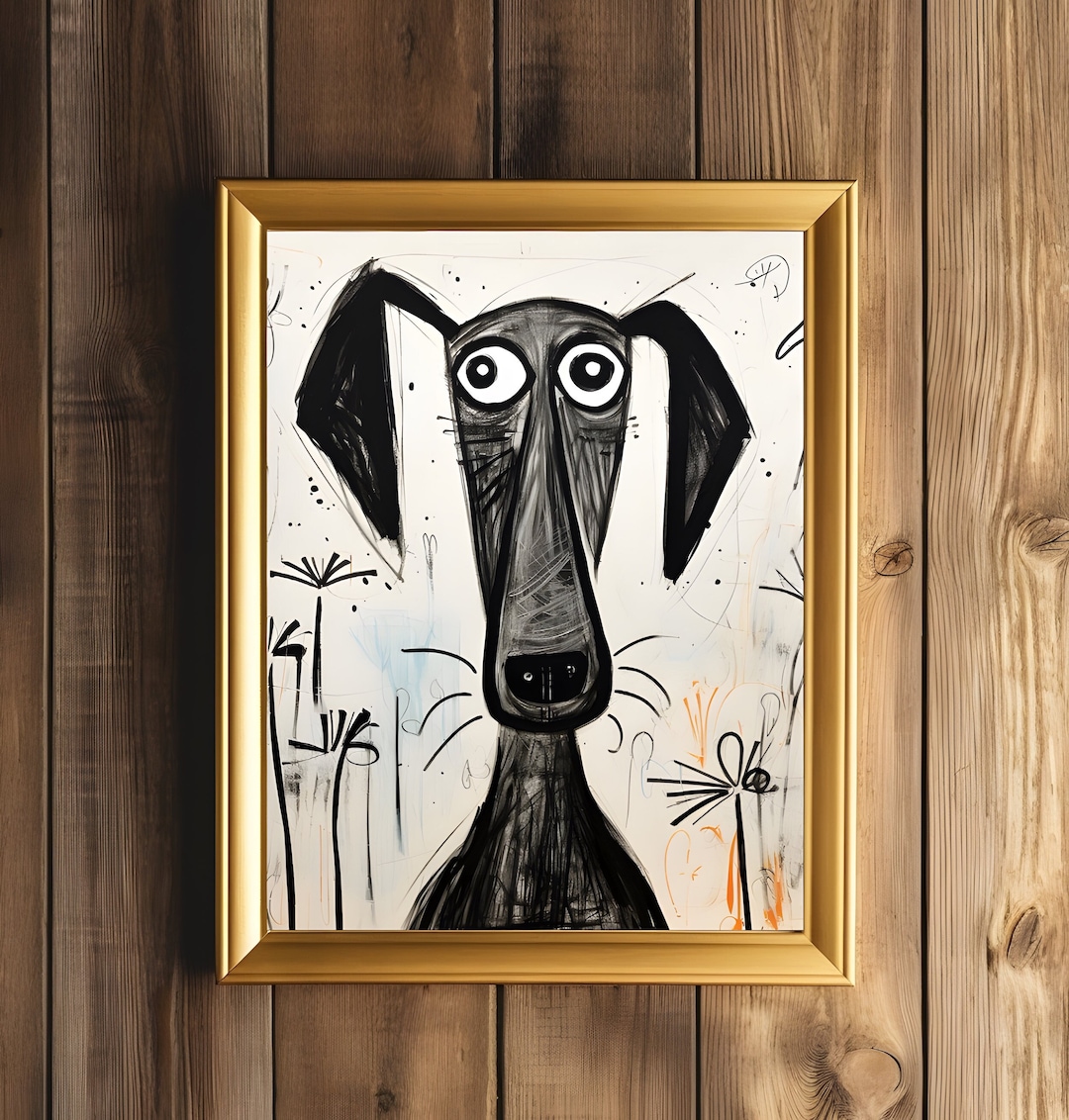 Dog's Day Modern Art Wall Art Drawing of a Dog Black White Original ...