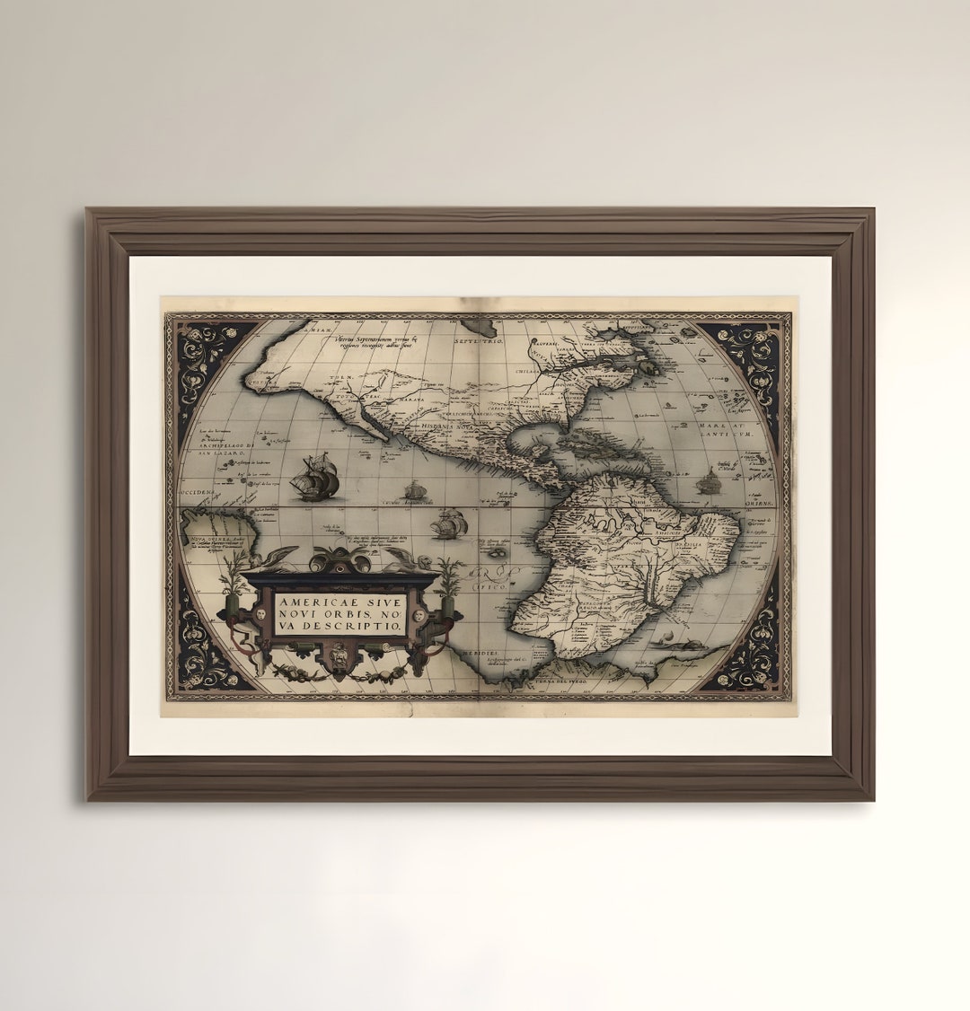 1570 Map of the Americas North South America Museum Quality Ancient Map ...