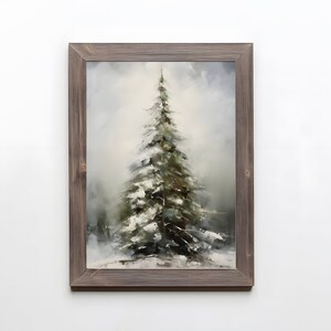 Winter Christmas Tree Print PRINTABLE Wall Art Snowy Forest Print ...