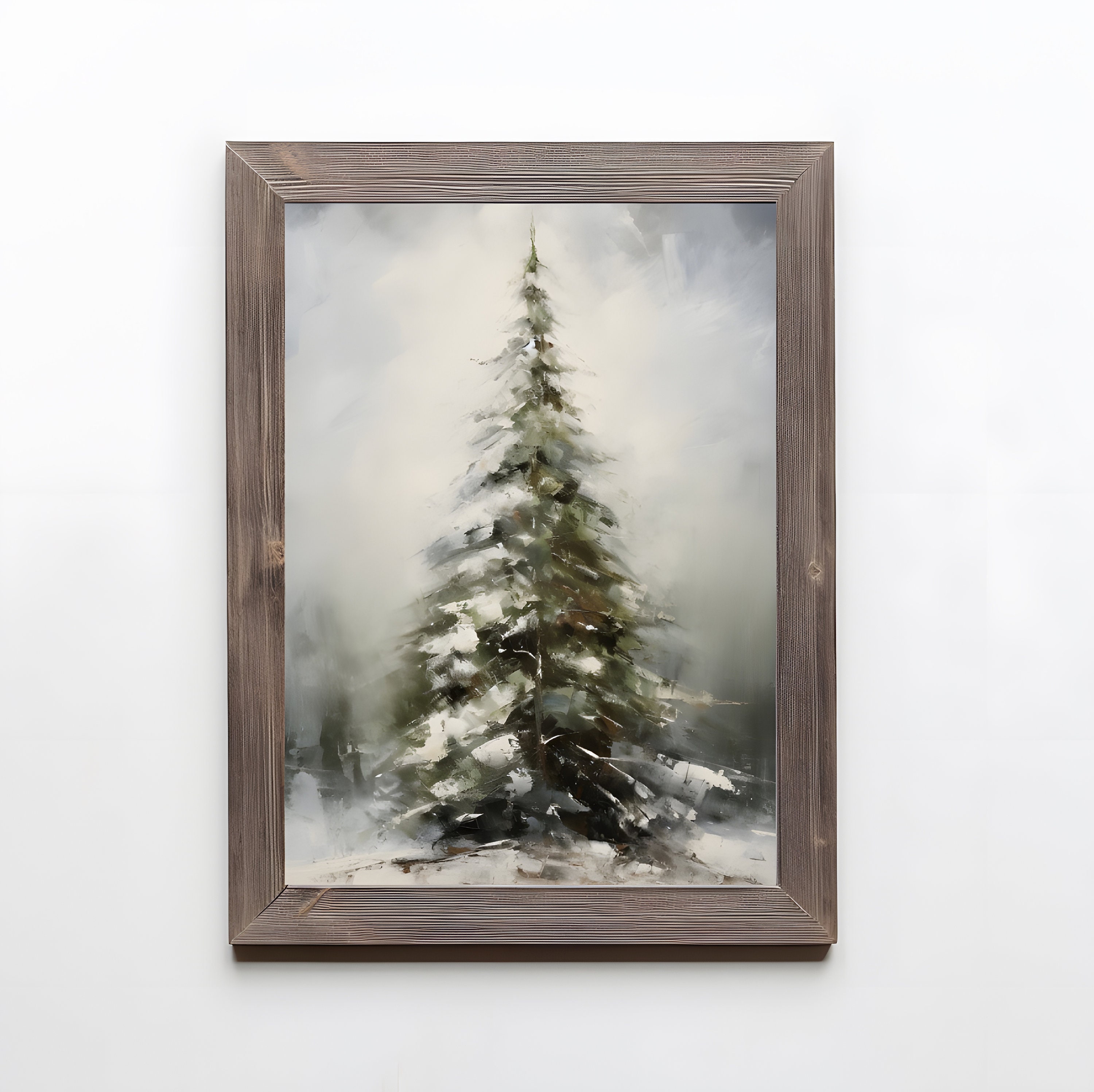 Winter Christmas Tree Print PRINTABLE Wall Art Snowy Forest Print ...