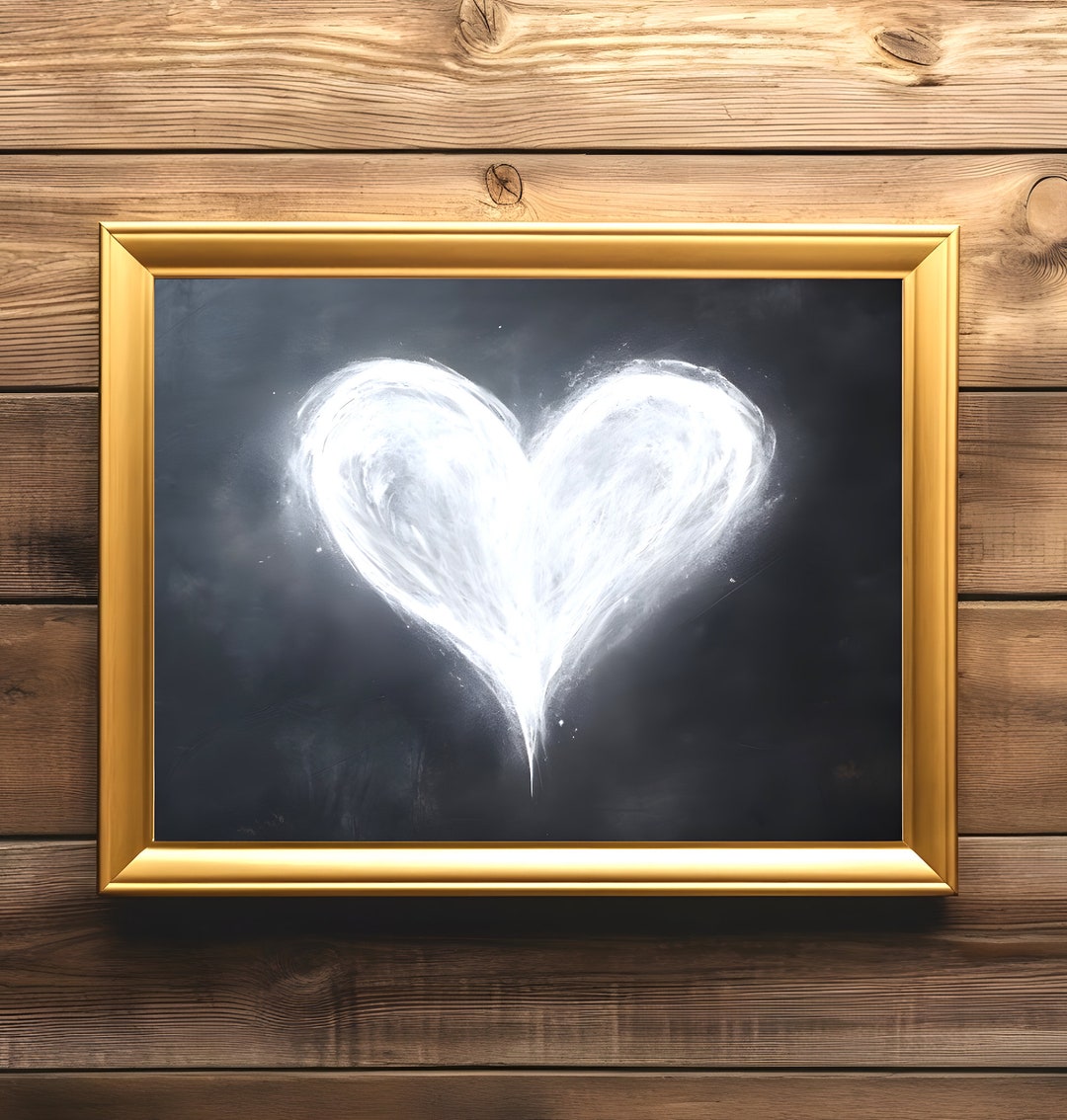 Heart Chalk Art Chalkboard Art Black Valentine's Hearts Art Print - Etsy
