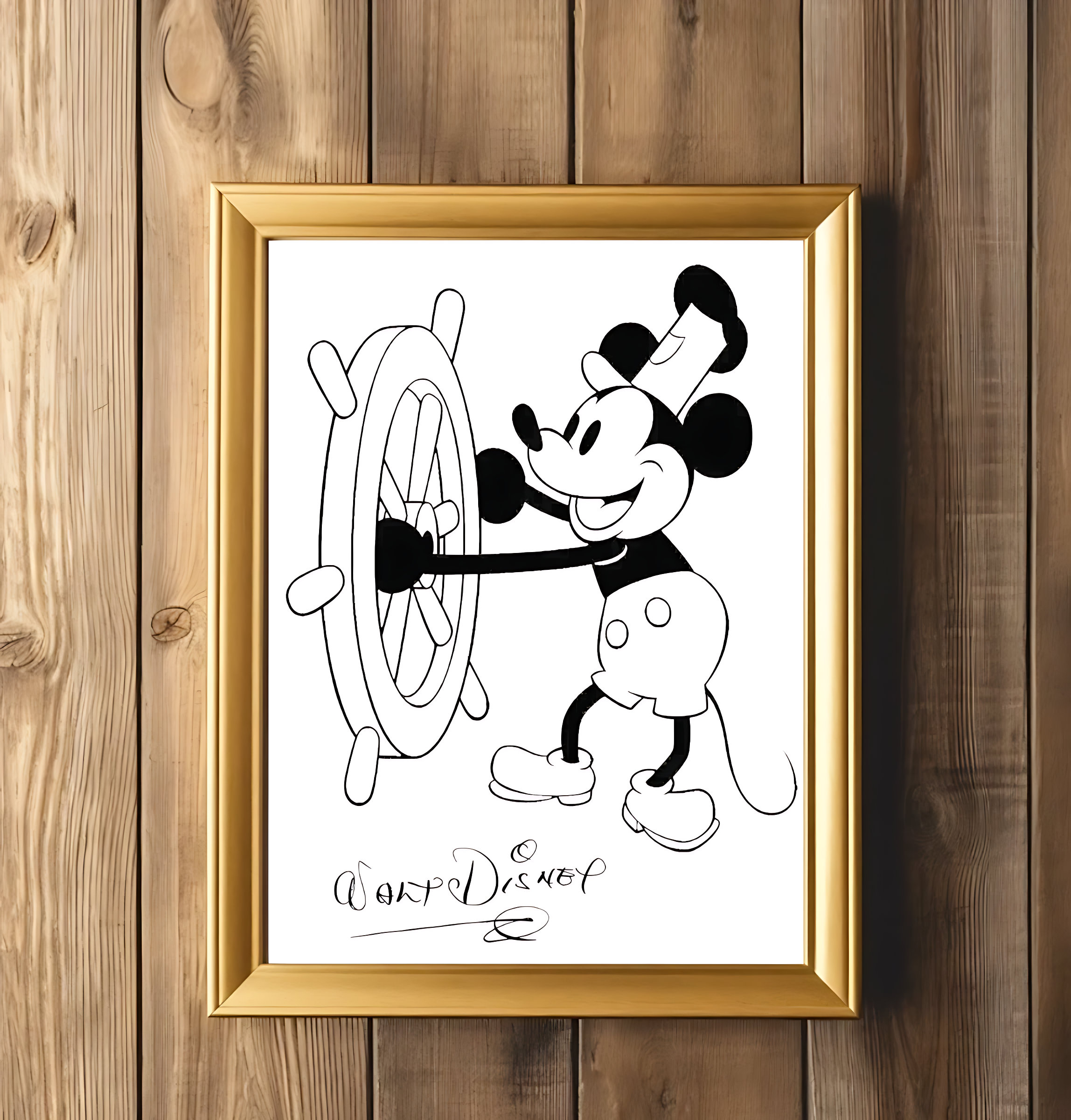 Walt Disney Sketch Art Mickey Mouse Concept Steamboat Willy Print ...