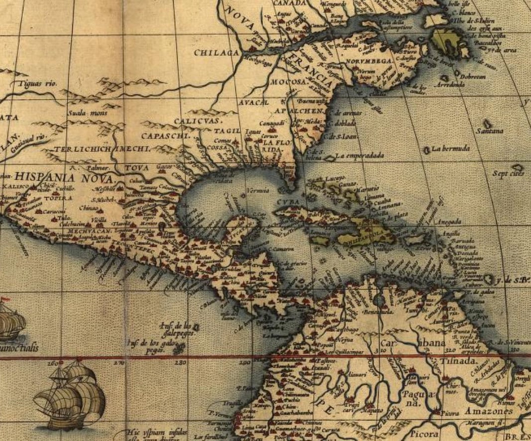 1570 Map of the Americas North South America Museum Quality Ancient Map ...