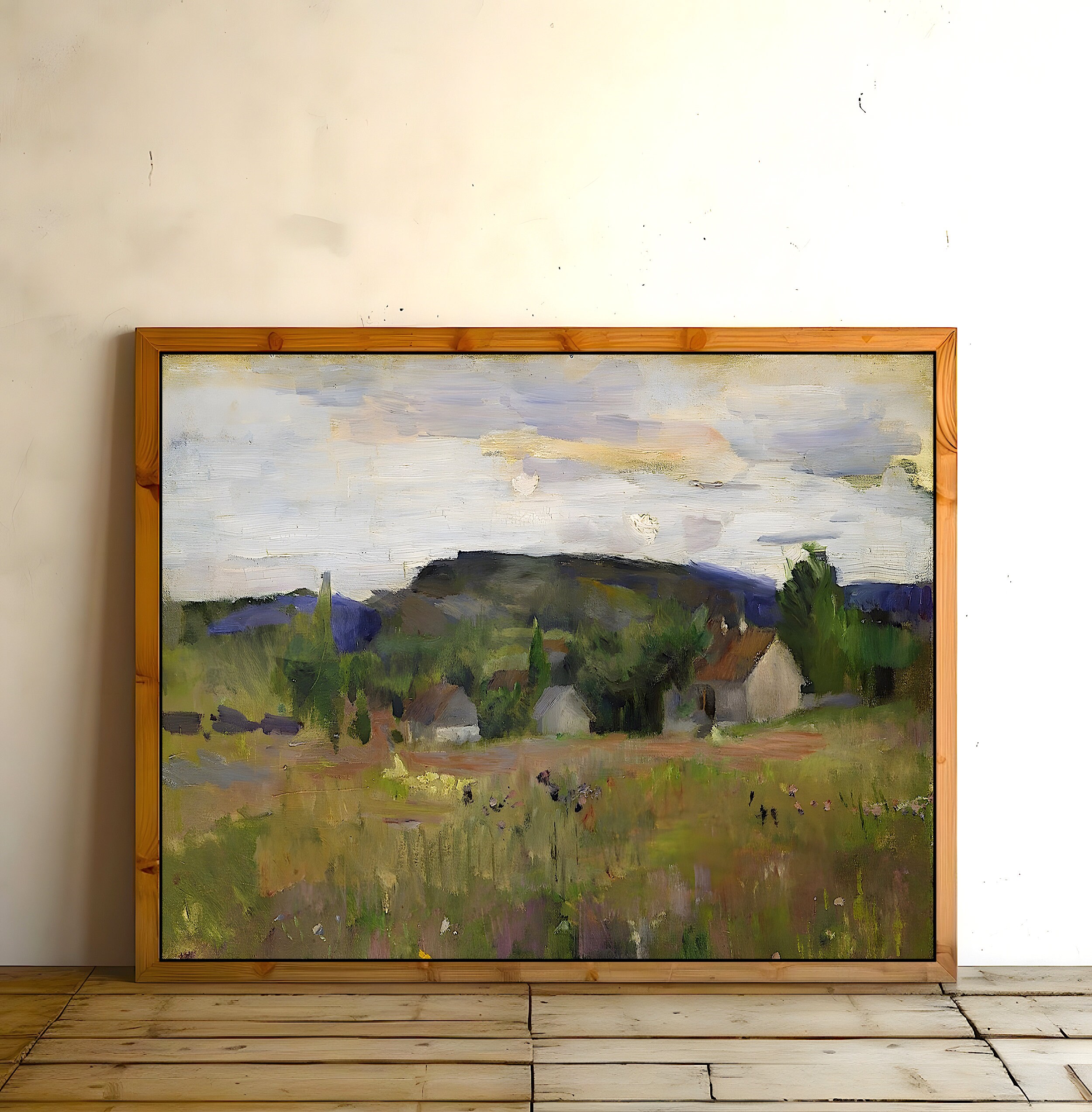 Rustic Countryside Landscape Art Print Wall Art Vintage Farmhouse Decor ...