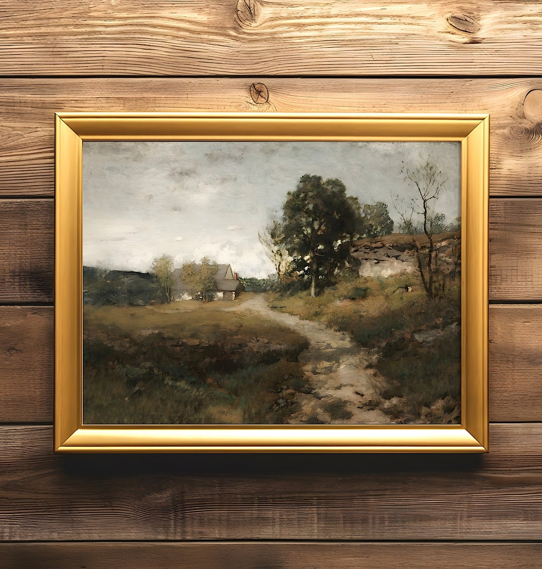 Rustic Landscape Art Print Vintage Country Landscape Painting Farmhouse ...