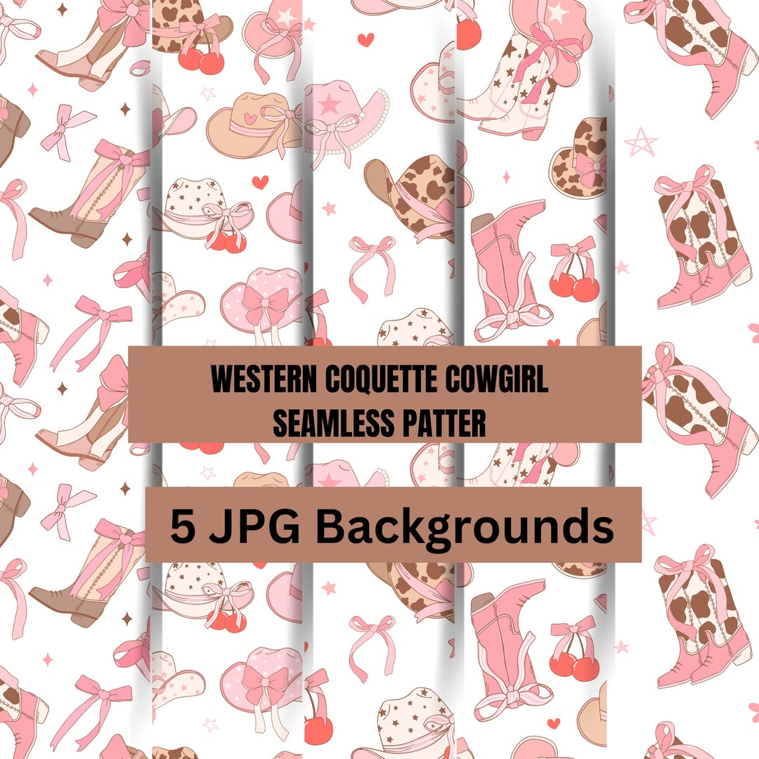 Bundle Western Coquette Seamless Digital Paper Western Pink Cowgirl ...