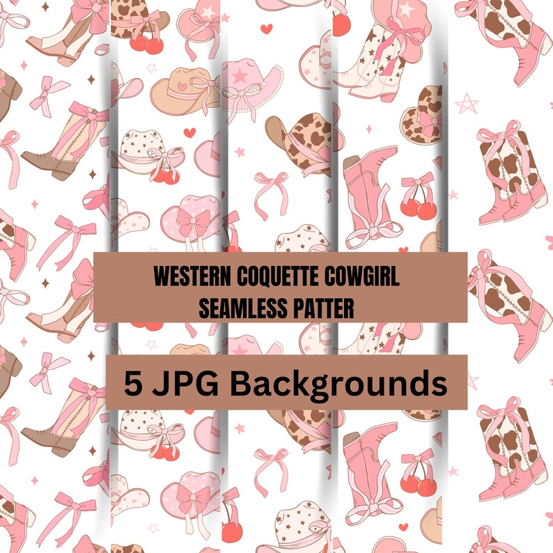 Bundle Western Coquette Seamless Digital Paper Western Pink Cowgirl ...