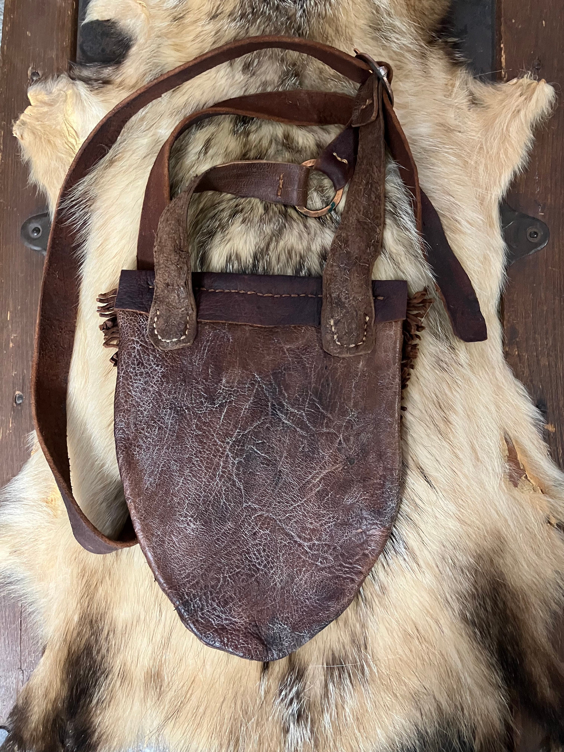 Heart Shaped Hunting Pouch | Bark Tanned Deer Skin With Fringe ...