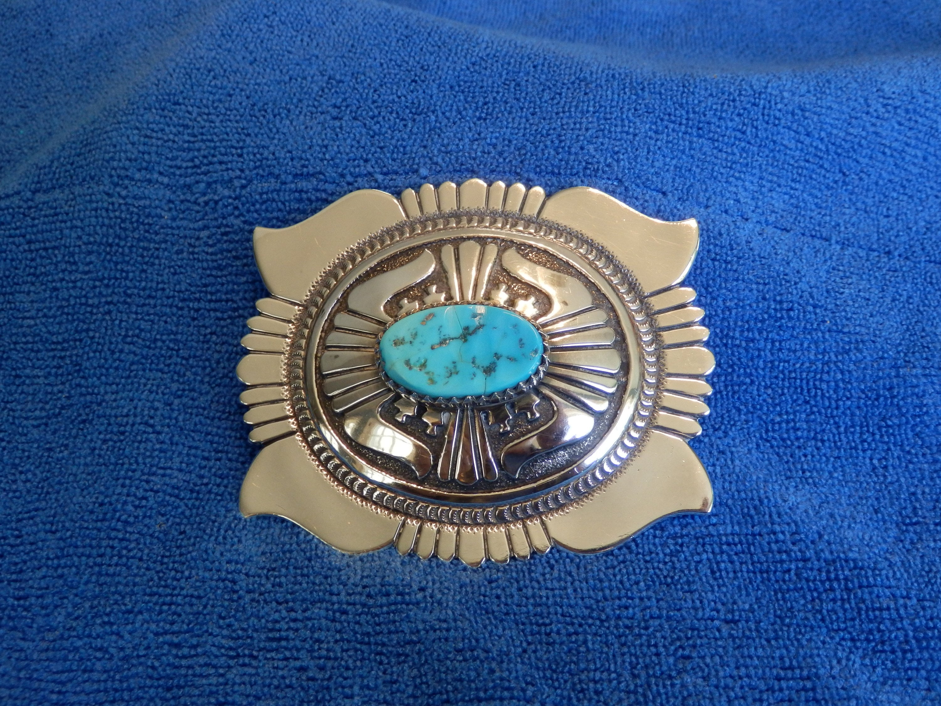 Thomas Singer Silver and Turquoise Belt Buckle - Etsy