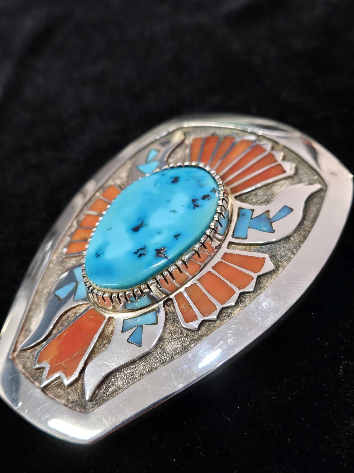 Michael Perry Turquoise and Coral Inlay Bolo Tie - Etsy