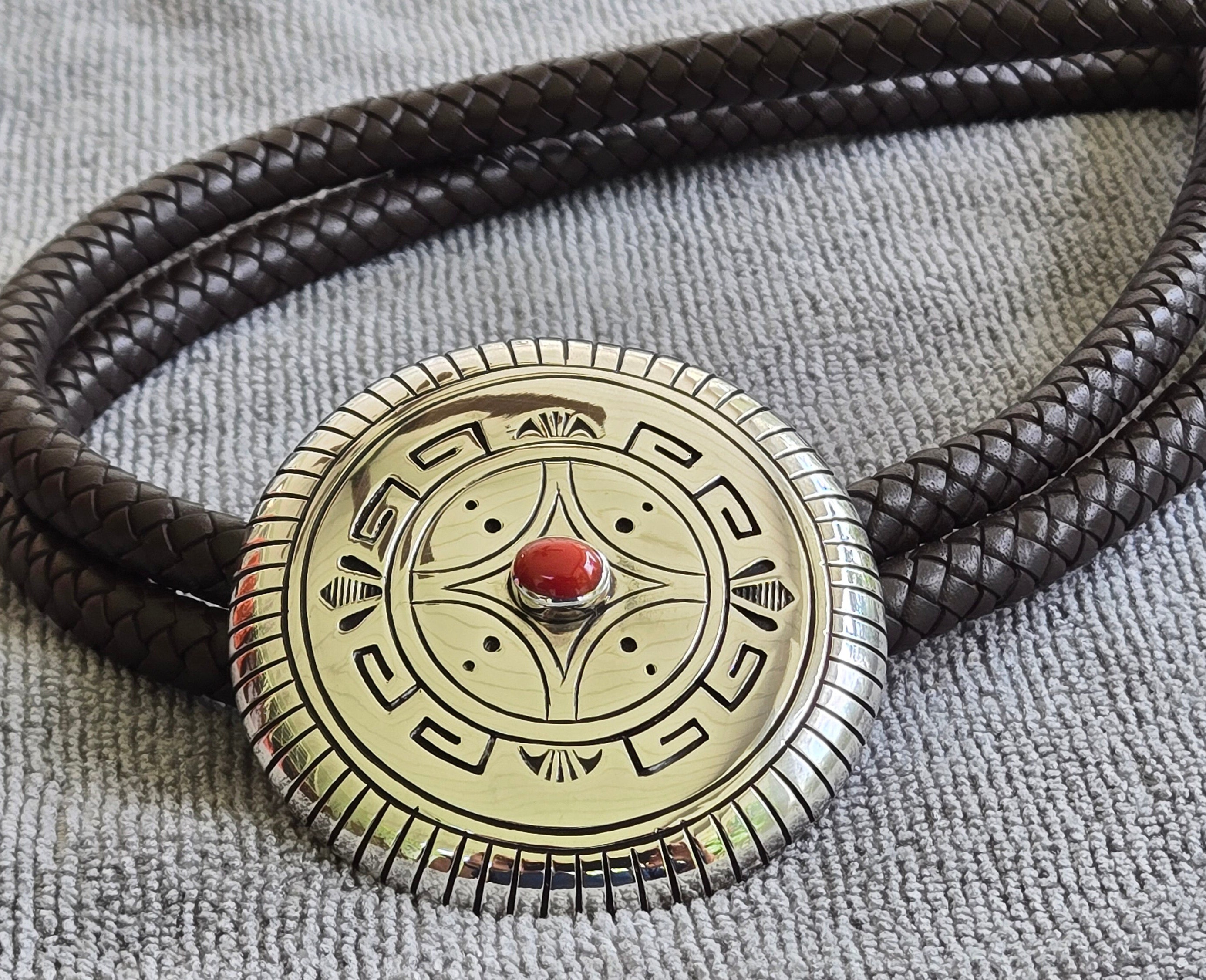 Silver and Coral Bolo - Etsy