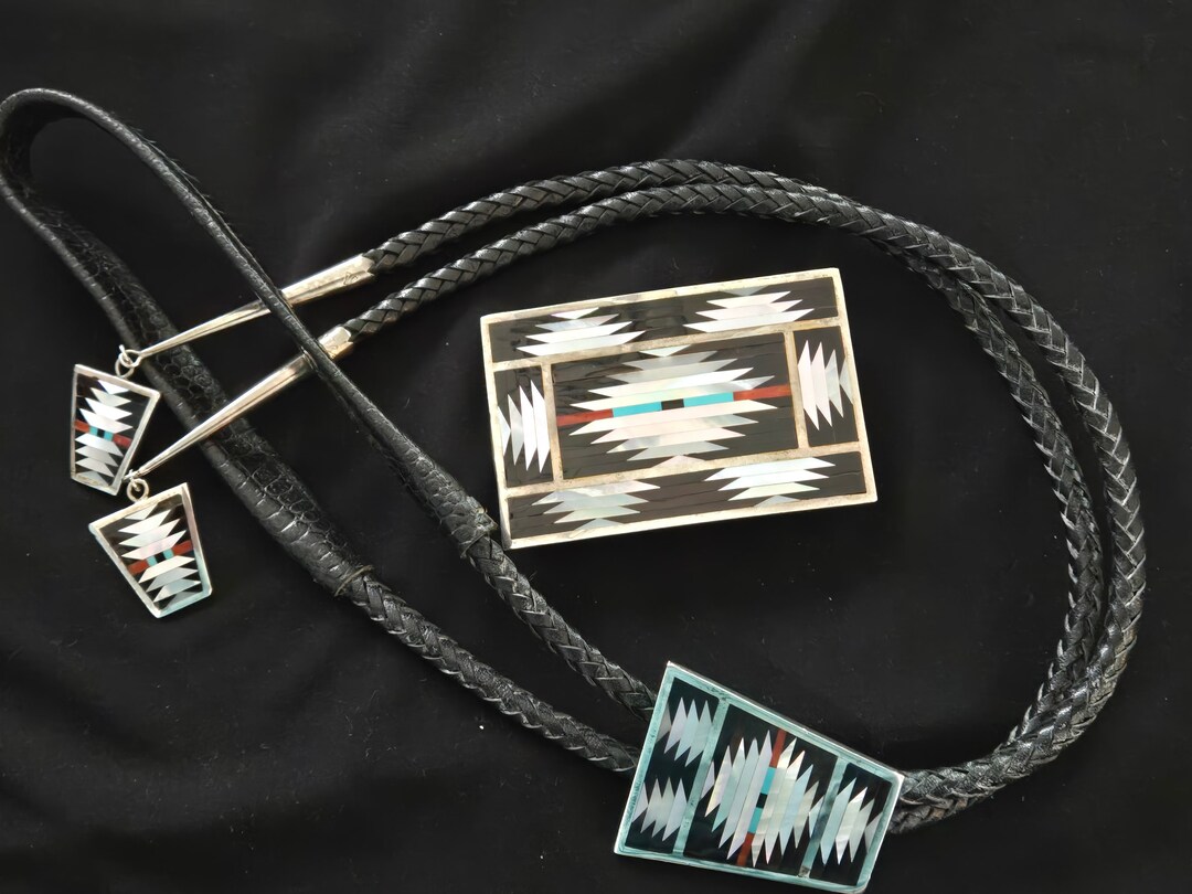 Blanket Pattern Zuni Inlay Buckle and Bolo - Etsy