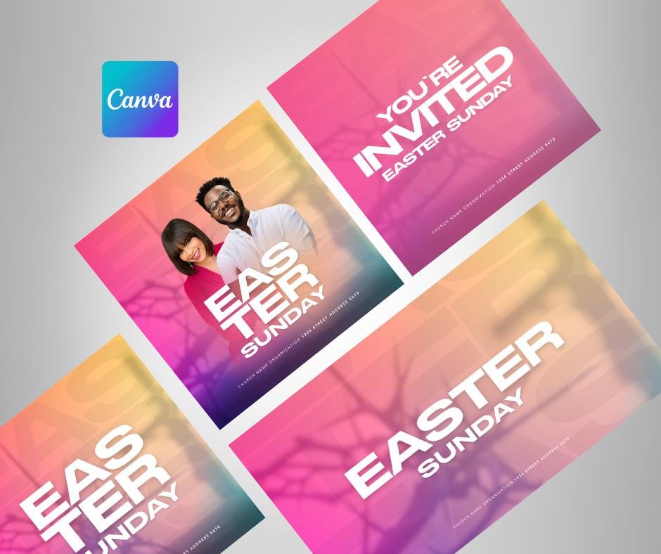 Canva Church Flyer Template - EASTER SUNDAY BUNDLE, Resurrection ...