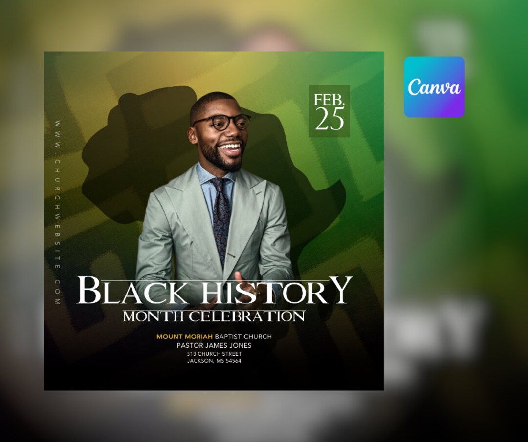 Customizable Canva Church Flyer Template - BLACK HISTORY Celebration ...