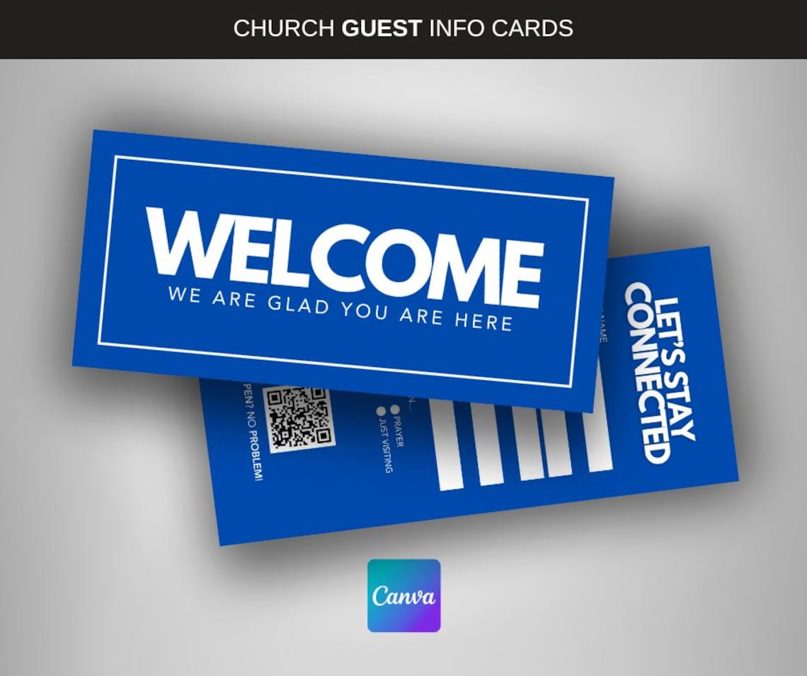 Customizable Canva Welcome Info Cards Template - Church CONNECT CARD ...