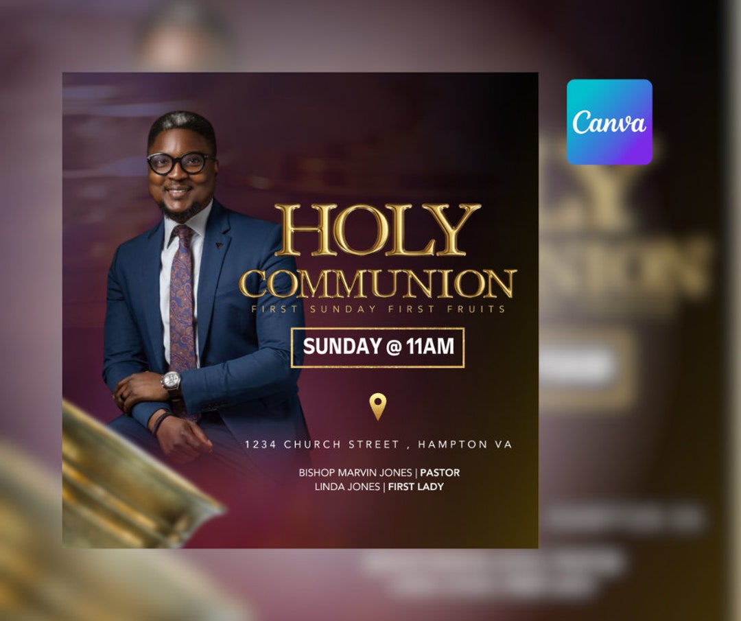 Canva Church Flyer Template - COMMUNION SUNDAY, First Sunday, Sunday ...