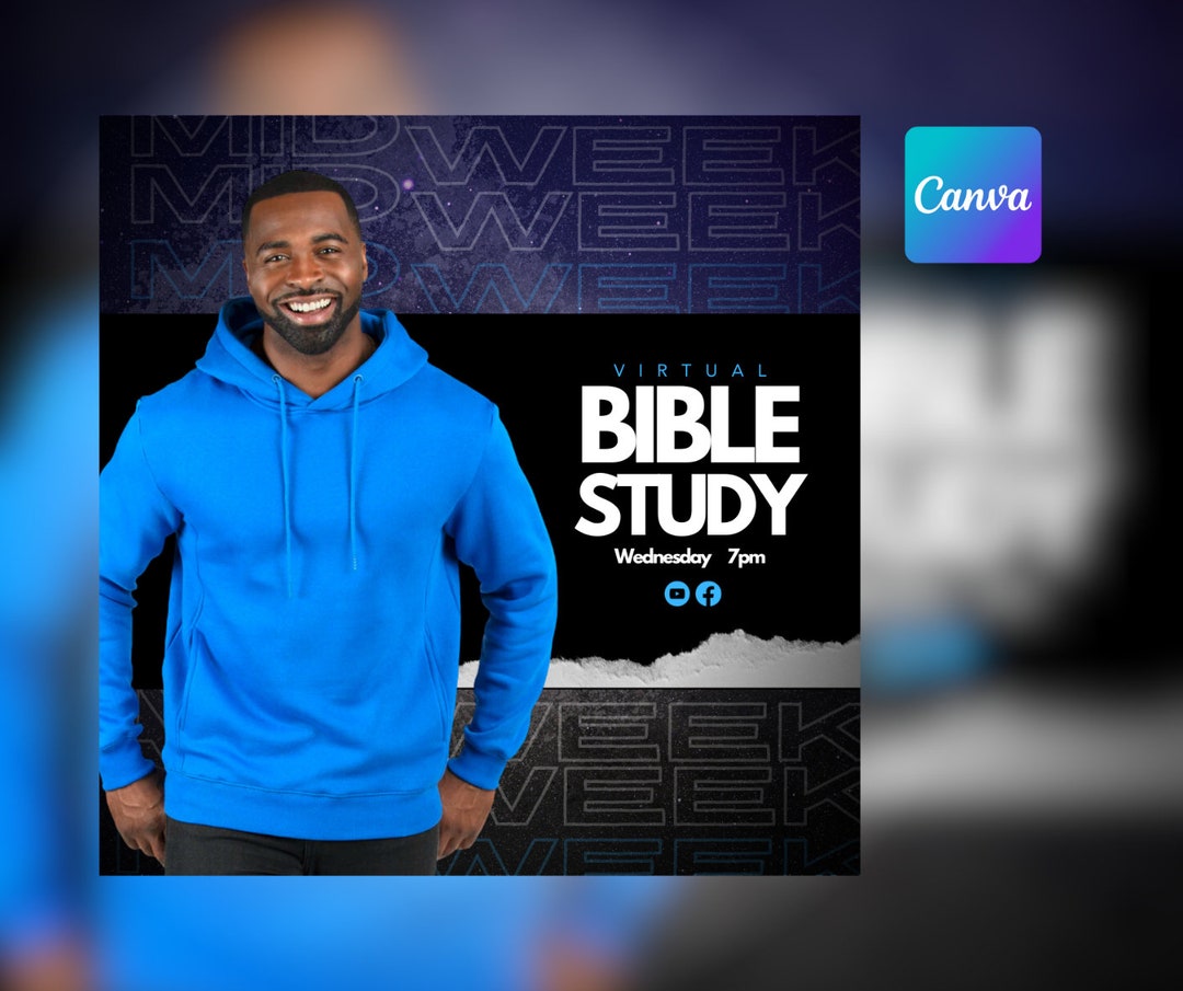 Customizable Canva Church Flyer Template - Bible Study, Livestream ...