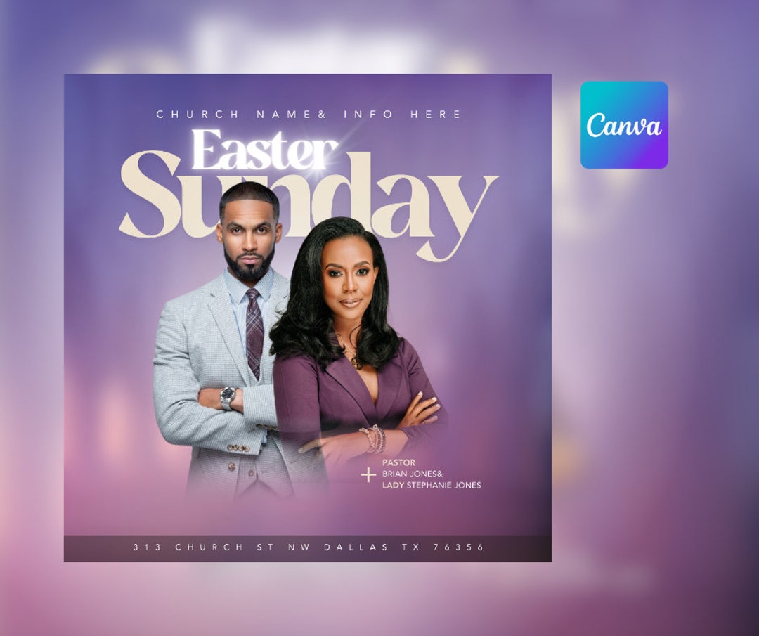 Canva Church Flyer Template - EASTER SUNDAY, Resurrection Service ...