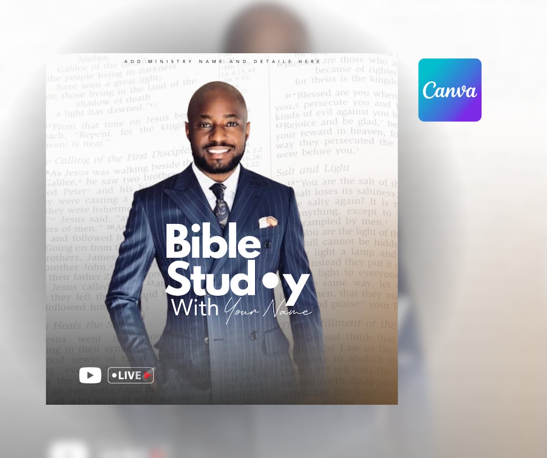 Customizable Canva Church Flyer Template - Bible Study, Livestream ...