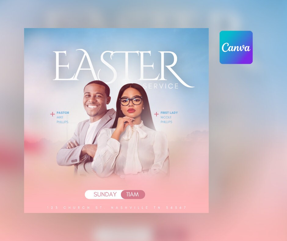 Customizable Canva Church Flyer Template - EASTER Worship Service ...