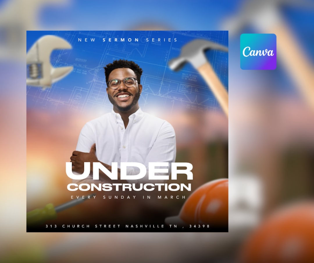 Customizable Canva Church Flyer Template - BUILDING CONSTRUCTION ...