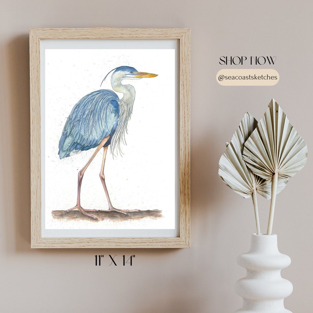 Great Blue Heron Watercolor Print - Etsy